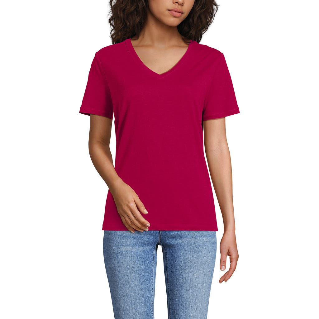 LANDS' END Lands' End Short Sleeve V-Neck Linen Blend Tee